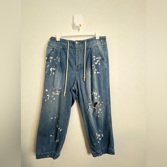 Free People | Jeans | Free People Distressed Paint Splatter Utility ...